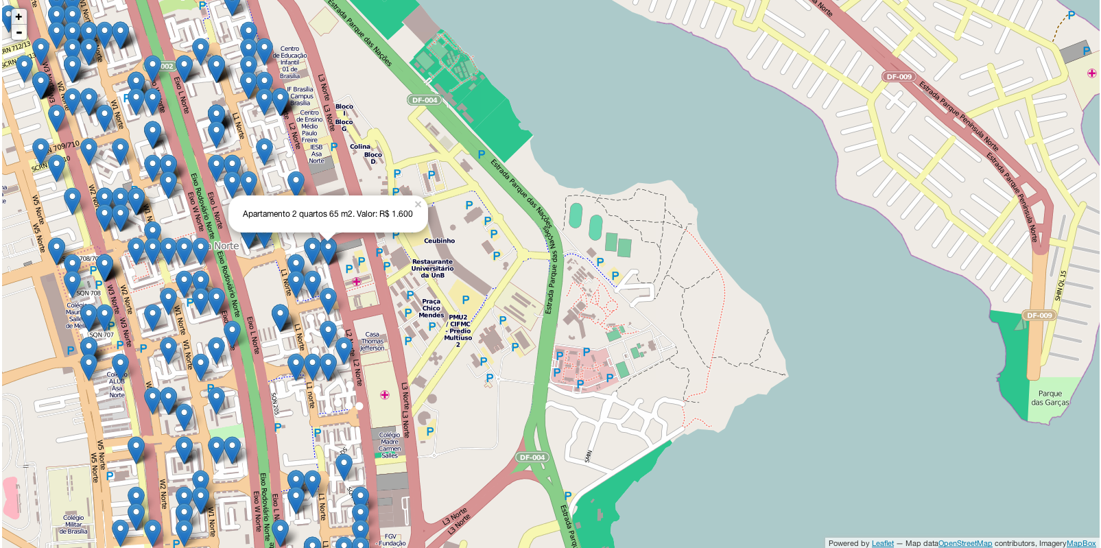 Mapa de aluguel em Brasília (Plano Piloto) | Análise Real